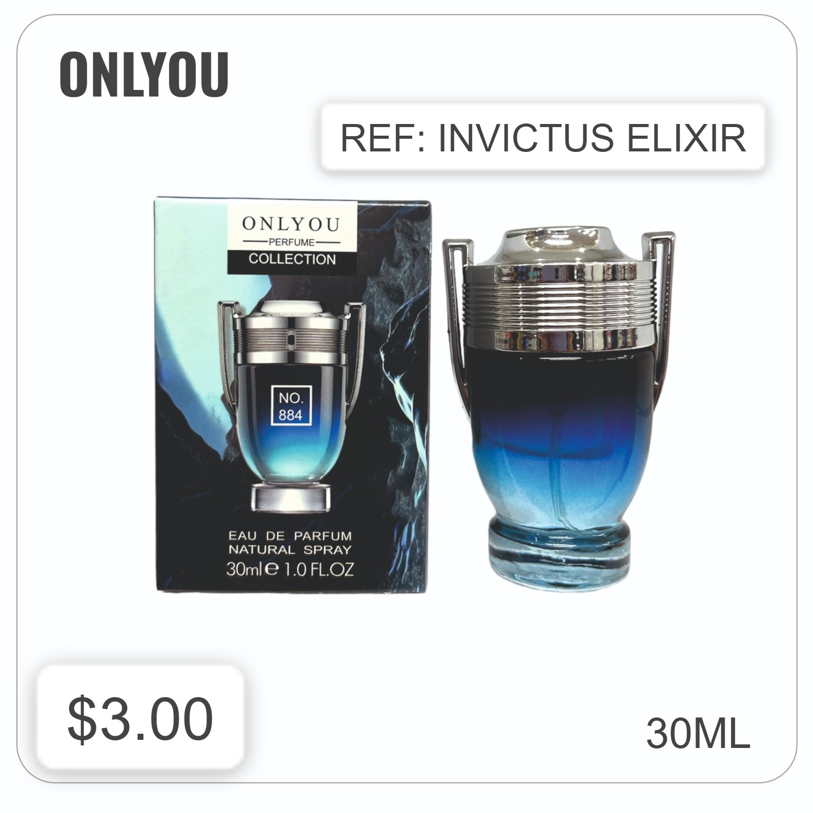 ONLYOU PERFUME MINIATURA COLLETION (OLU830-84) 30ML REF: INVICTUS ELIXIR